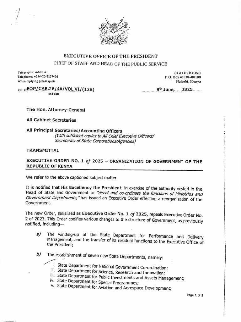 Executive Order 1 2025 | PDF