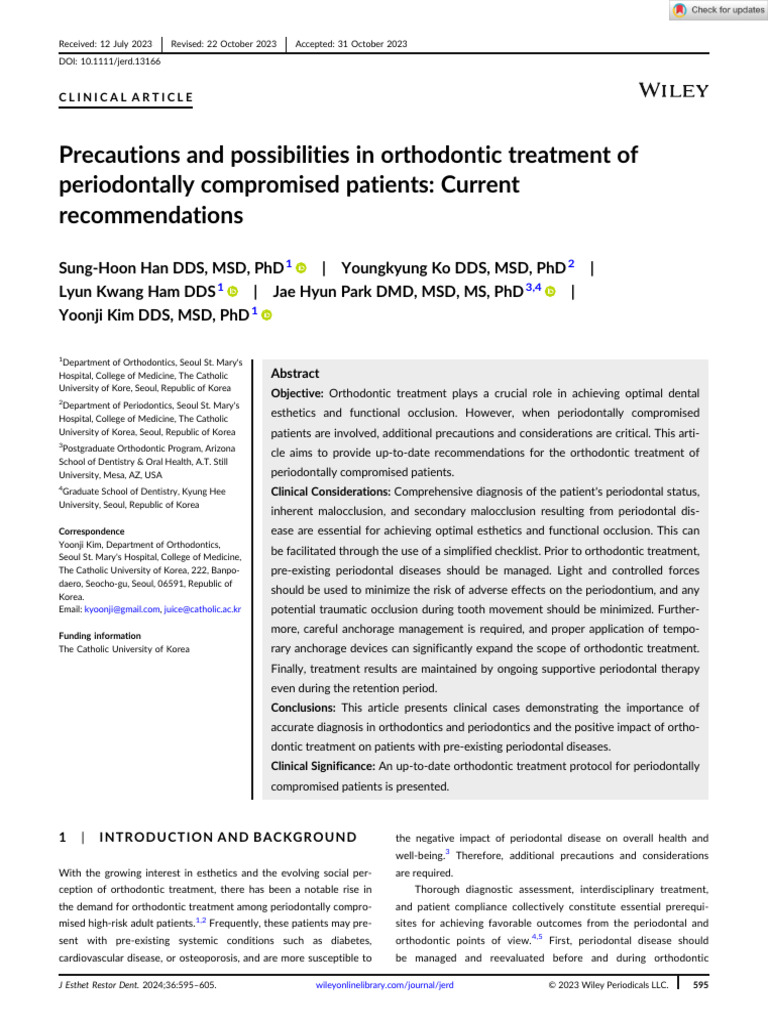 Orthodontic Care for Periodontally Compromised Patients | PDF ...