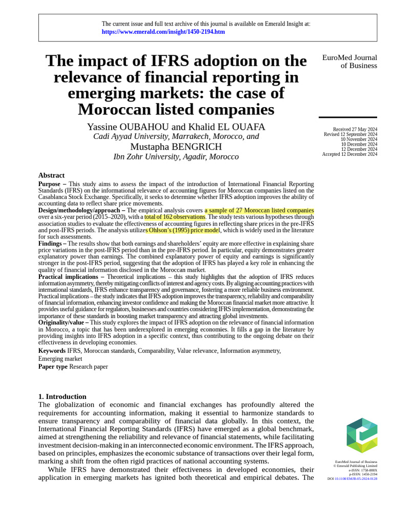 10 1108 - Emjb 05 2024 0128 | PDF | P Value | International Financial Reporting Standards
