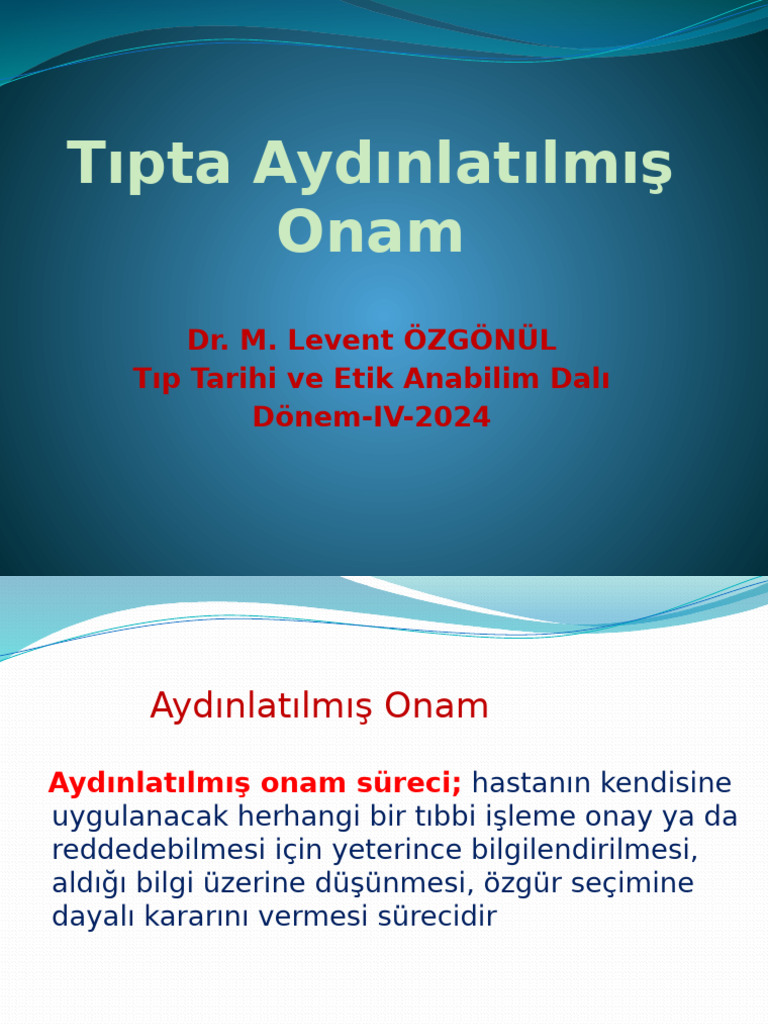 Tıpta Aydınlatılmış Onam | PDF