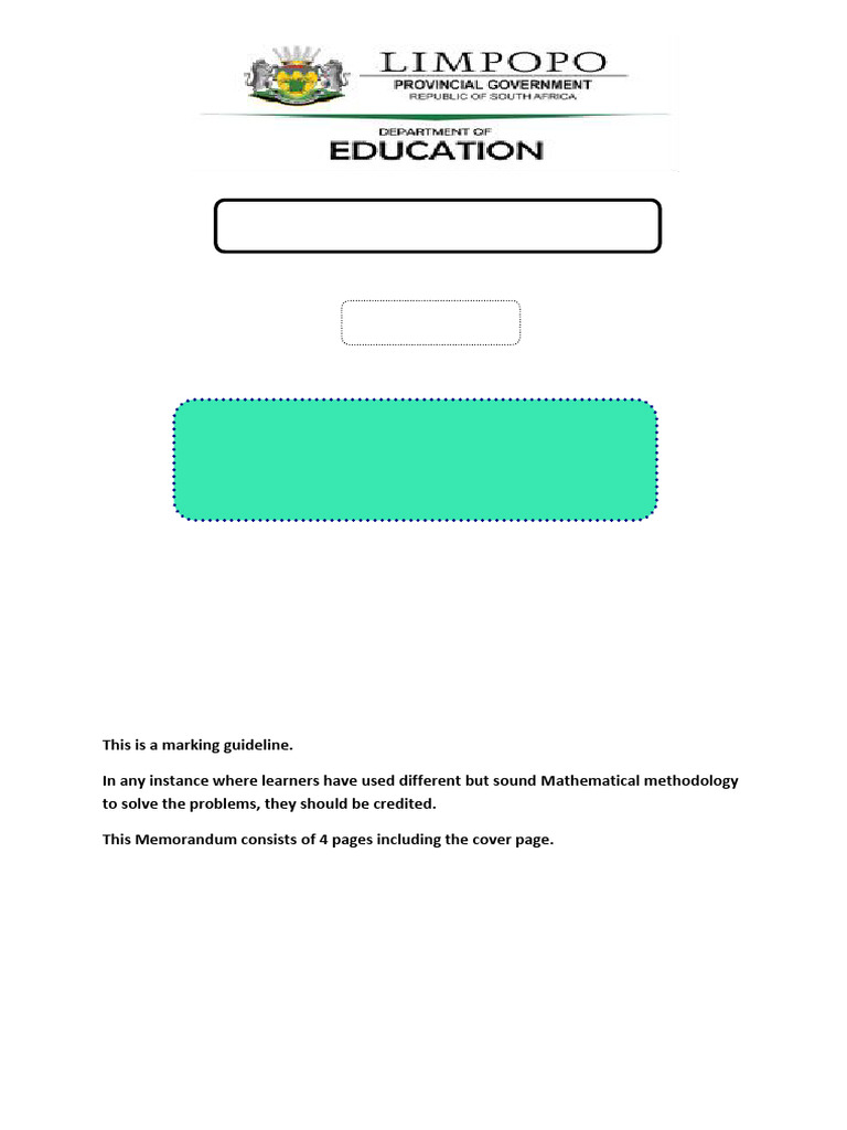 Grade 7 June Math Exam Memo 2023 | PDF | Arithmetic | Mathematics