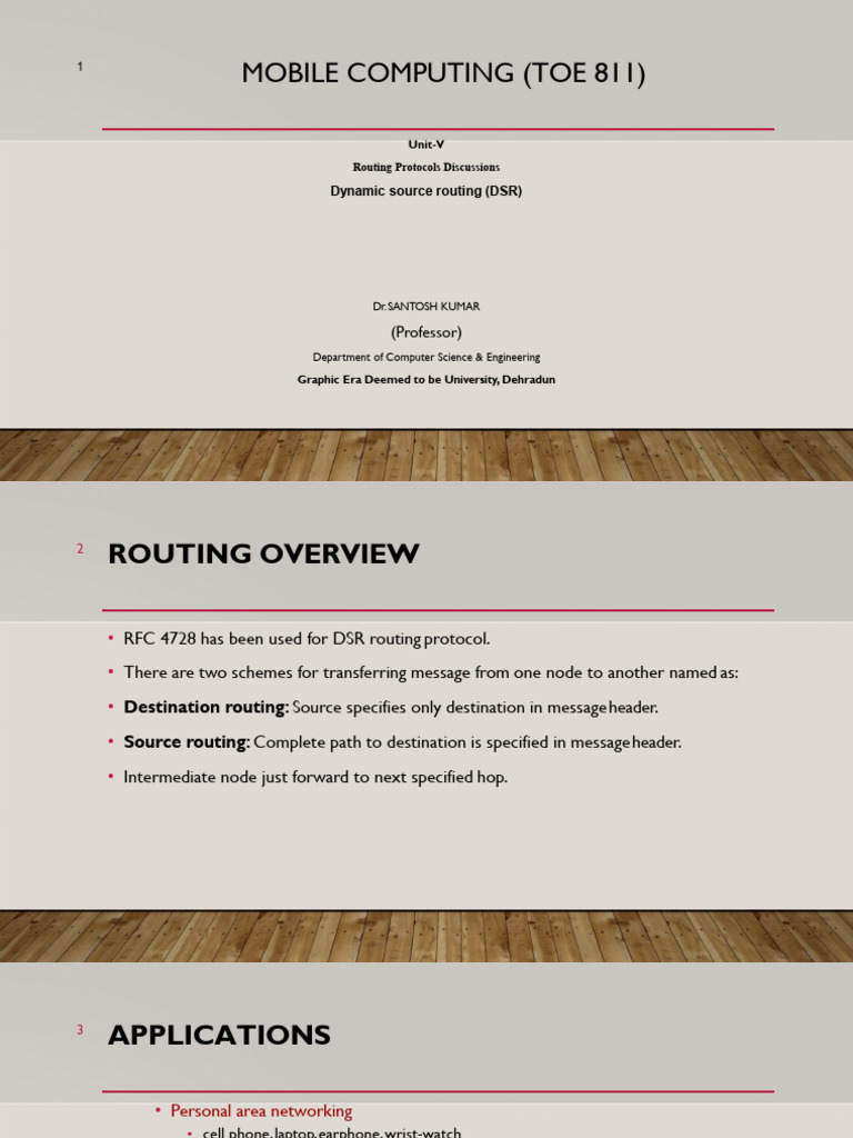 TOE 811 MC L 5 4 Routing Protocols DSR | PDF | Routing | Network Architecture