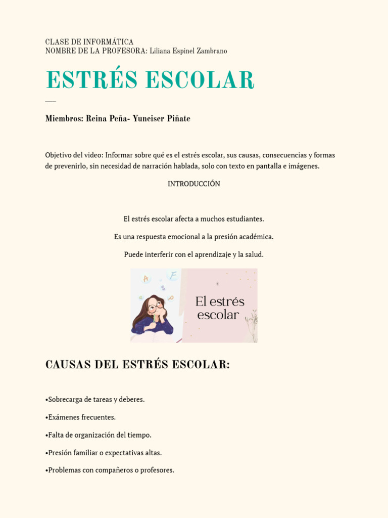 Estrés Escolar: Causas y Consecuencias | PDF