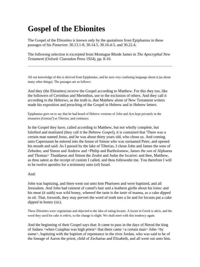 English Translation of Ebionite Gospel | PDF | John The Baptist | Jesus