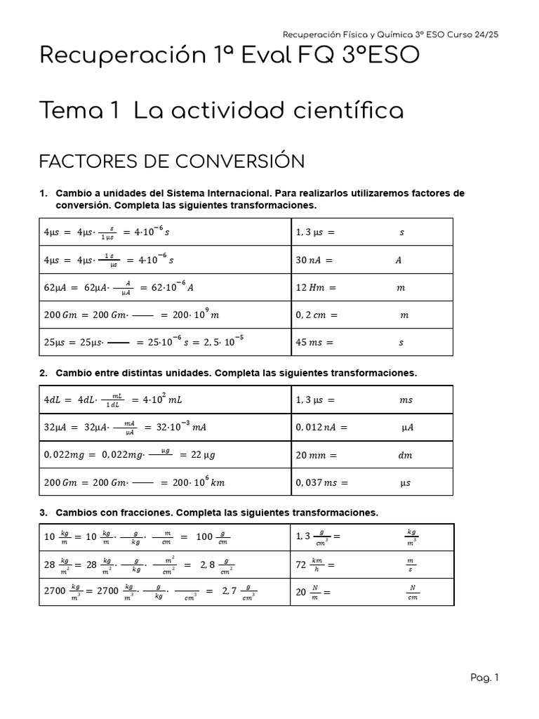 Recuperación 1 Eval Refuerzo FQ 3ºESO | PDF | Isótopo | Átomos