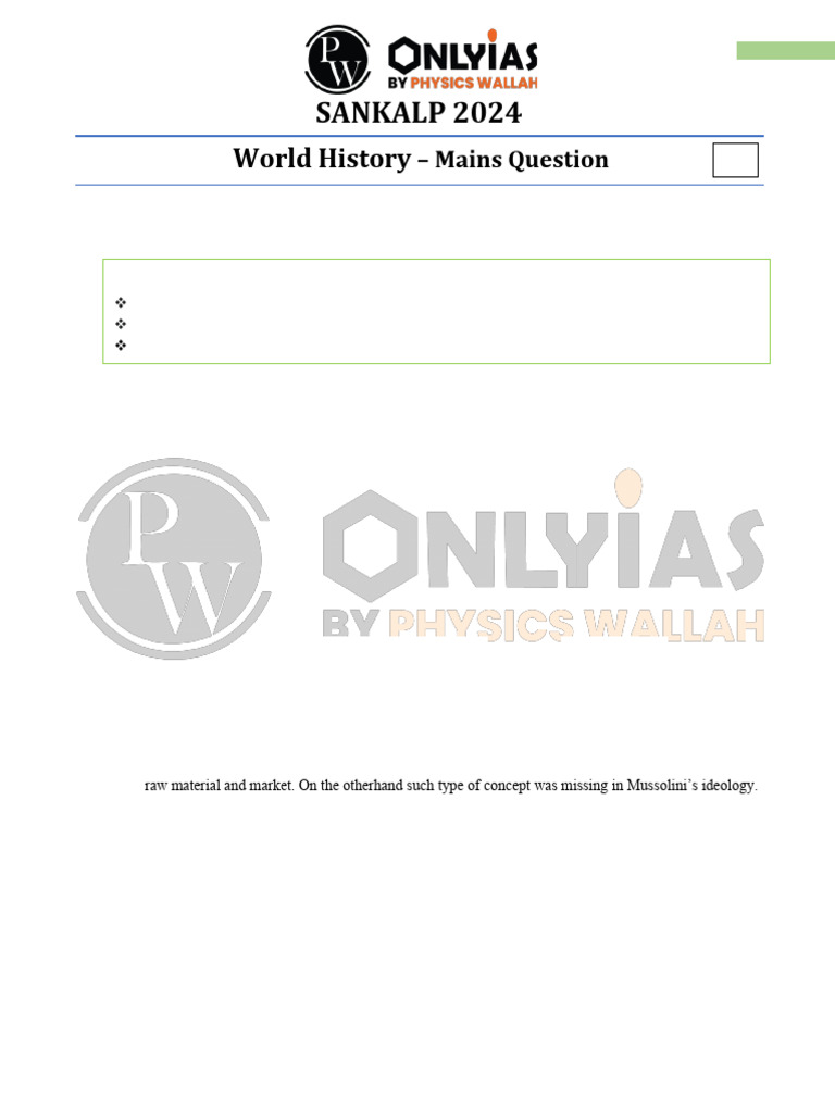 World History 18: Mains Question - (Sankalp (UPSC 2024) ) | PDF ...