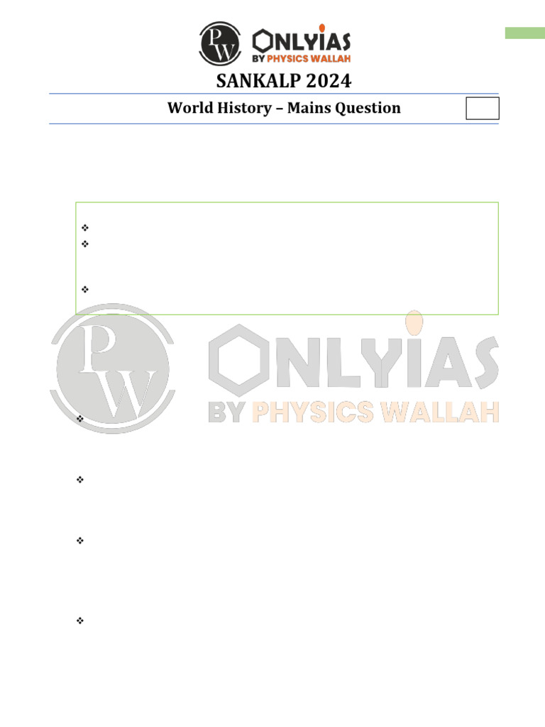 World History 14: Mains Question - (Sankalp (UPSC 2024) ) | PDF | World ...