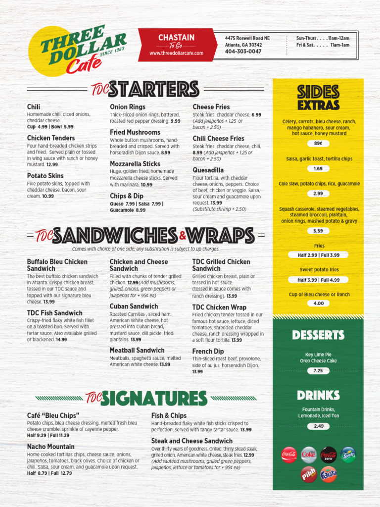 Chastain Menu Highlights | PDF | Hamburgers | Salad
