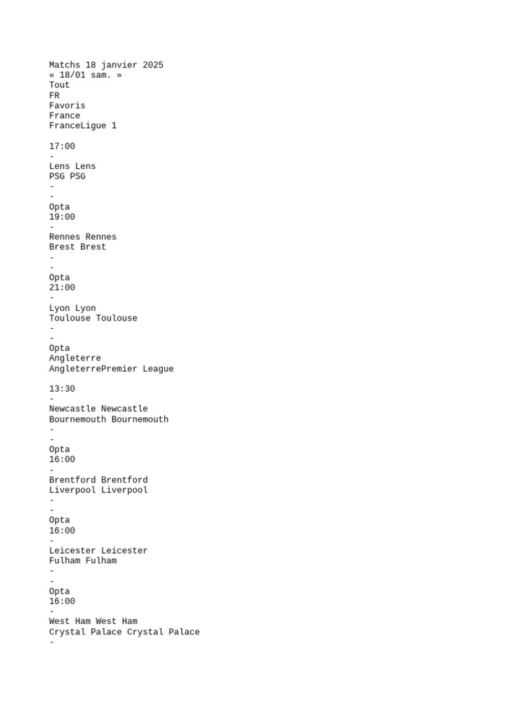 Planning Des Matches Foot | PDF | Association Football Teams | Clubs ...
