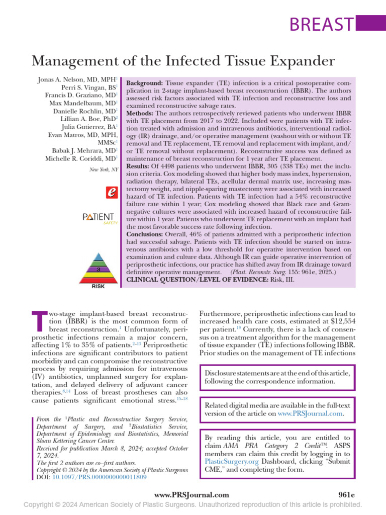 Management of The Infected Tissue Expander.5 | PDF | Infection ...