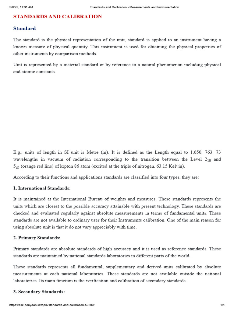 Calibration Standards Overview | PDF | Calibration | Measurement