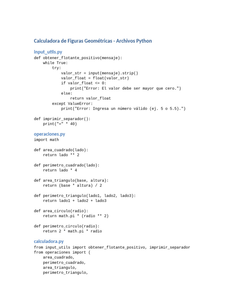 Calculadora Figuras Modular | PDF | Programación de computadoras | Programación orientada a objetos