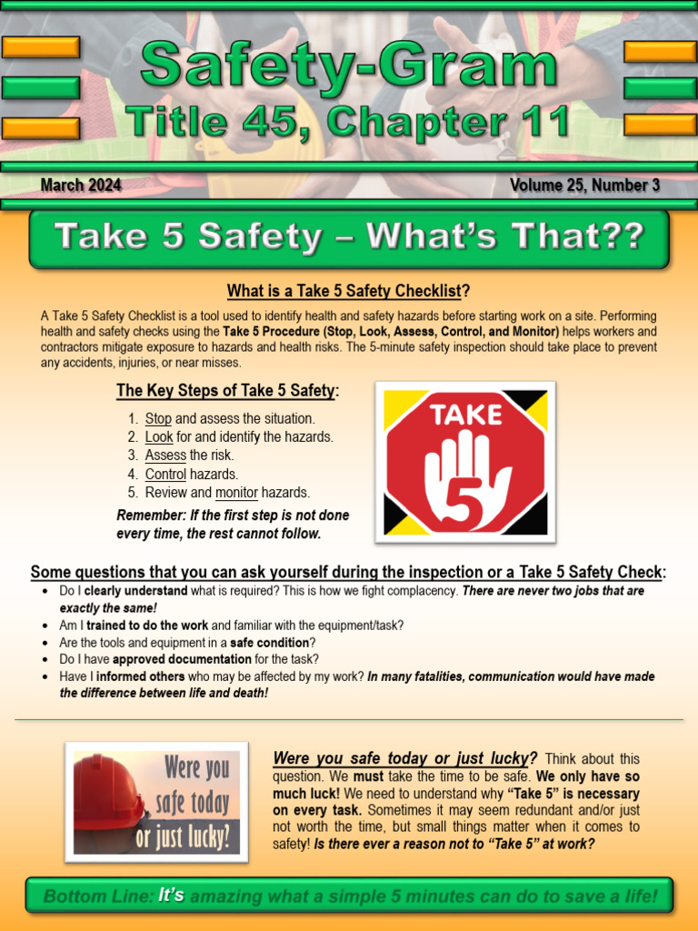 Safety Gram March 2024 Take 5 Safety | PDF