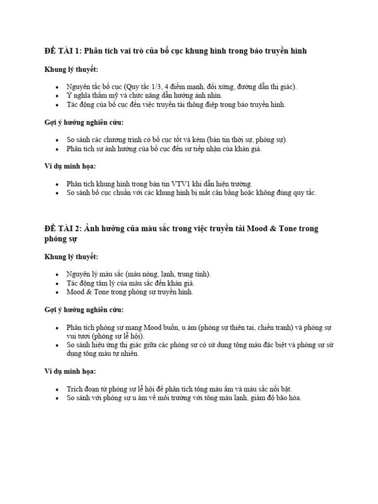 De Tai Nghien Cuu Cho SV Mon NTTH | PDF