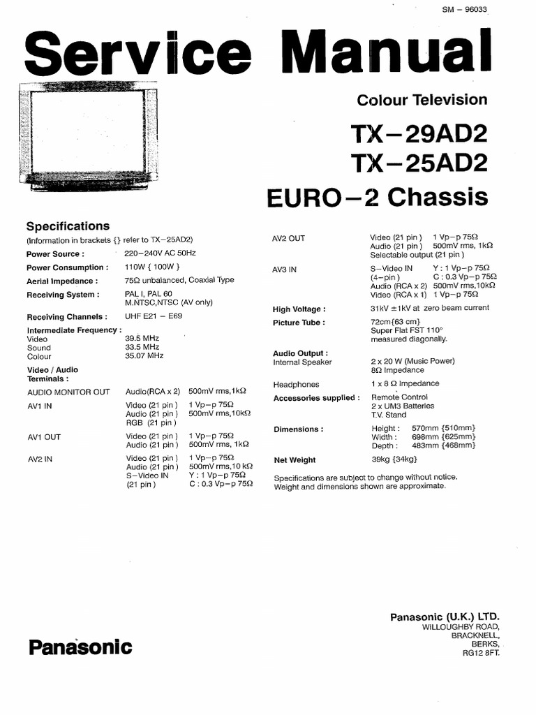 Panasonic - TX 25 29ad2 | PDF