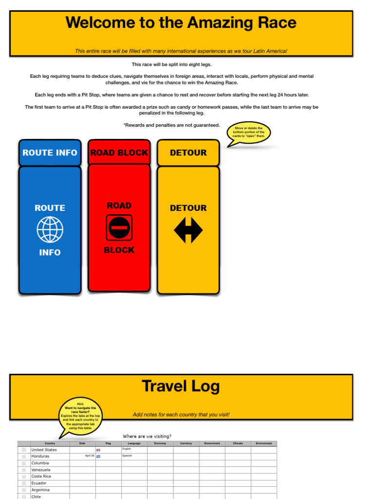 Amazing Race: Roadblocks & Detours Guide | PDF | The Amazing Race