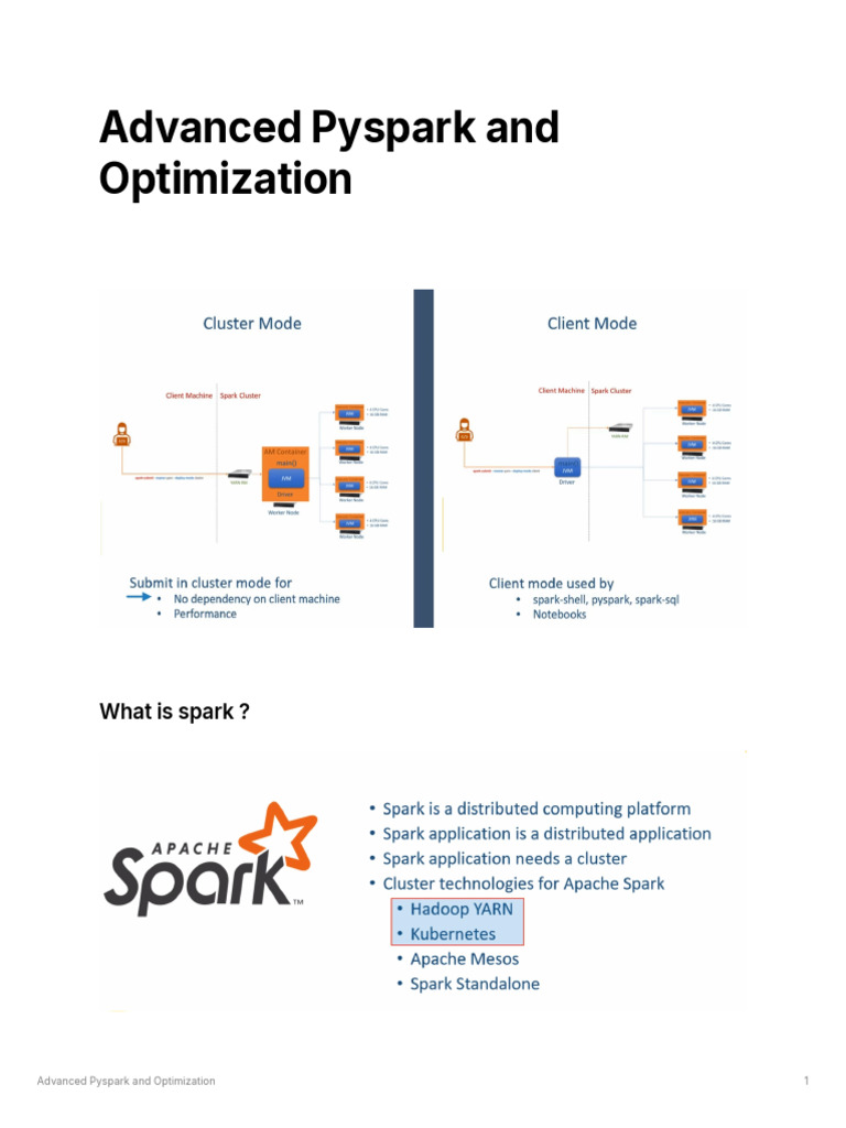 Advanced PySpark Optimization Techniques | PDF | Apache Spark | Cache ...