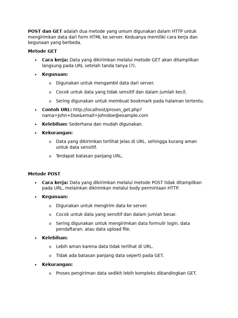 Perbandingan Metode GET dan POST | PDF