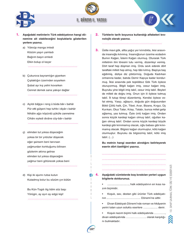 10.sinif Tde Sb-2022 Yaziliya Hazirlik | PDF