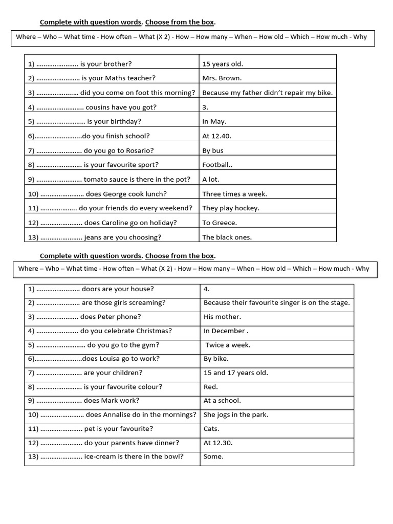 Question Words | PDF