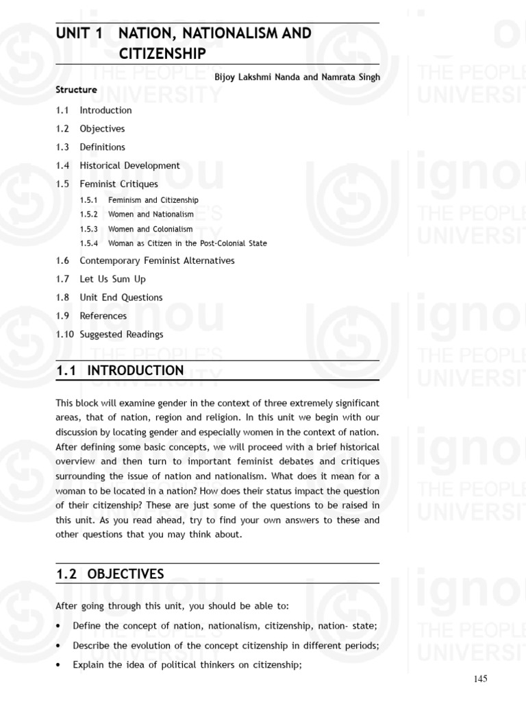 Unit 4.1. Nation MWG-002-B3-U1 | PDF | Feminism | Gender Studies