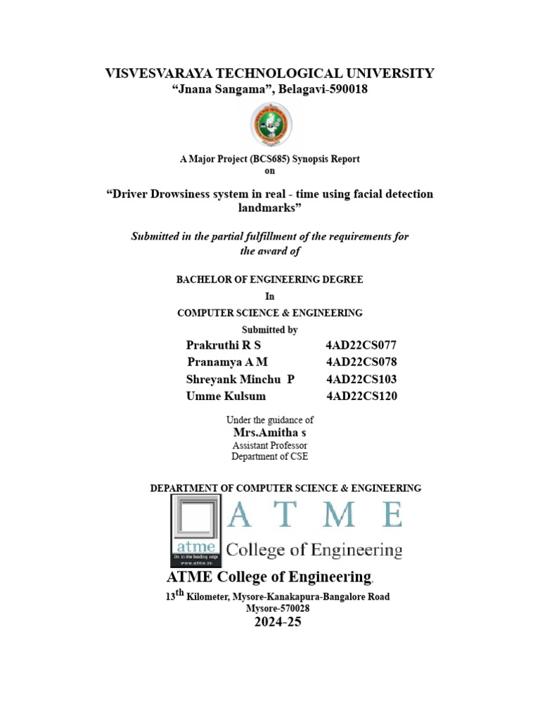 Final Project Synopsis | PDF | Traffic Collision | Deep Learning