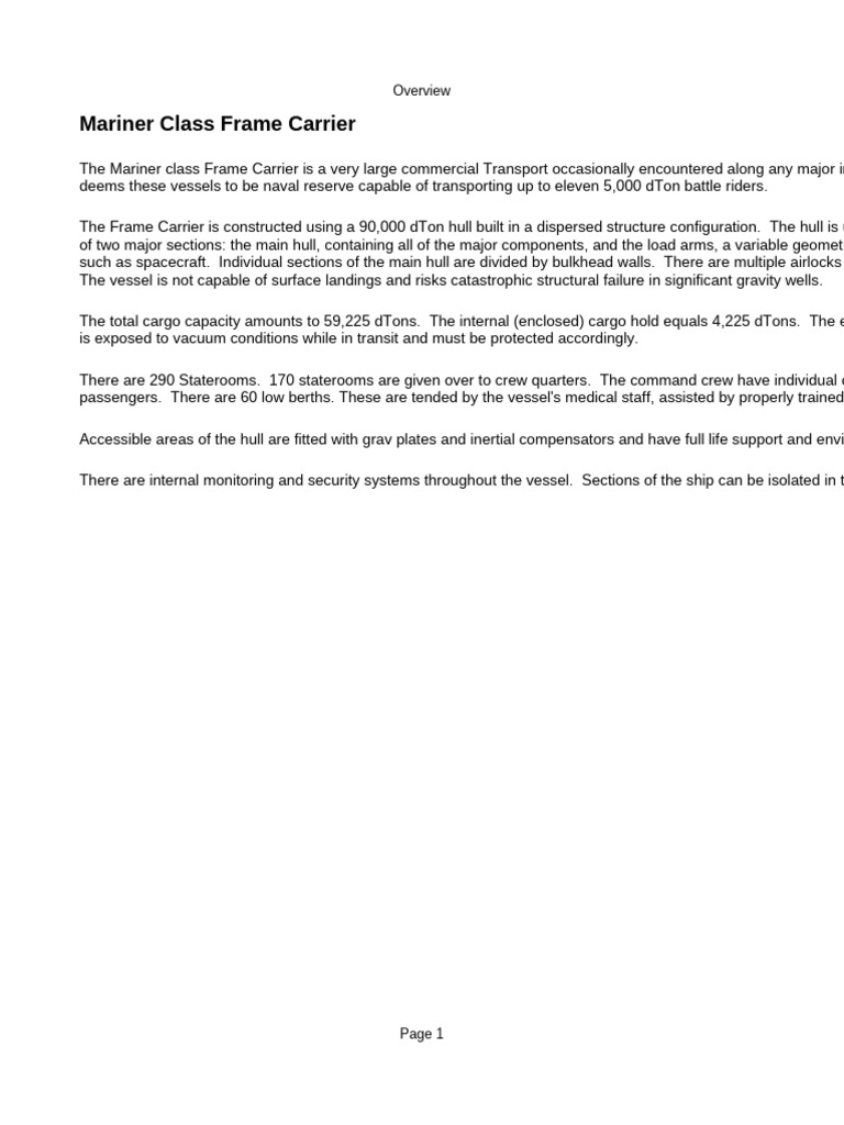 Mariner Class Frame Carrier Design | PDF | Aircraft Carrier | Ships