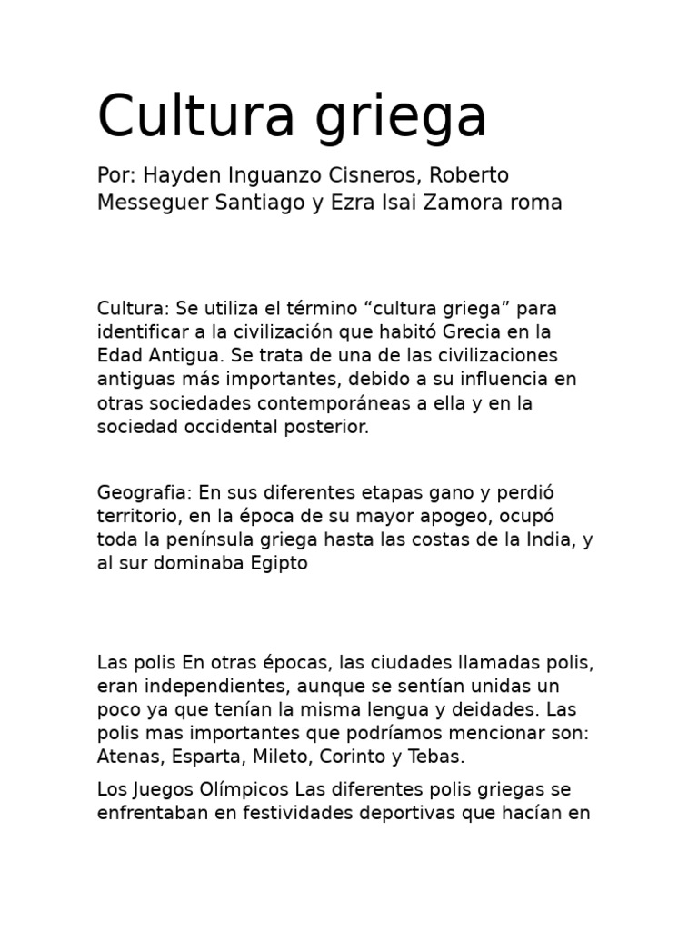 Cultura y legado de la Grecia antigua | PDF | Antigua Grecia