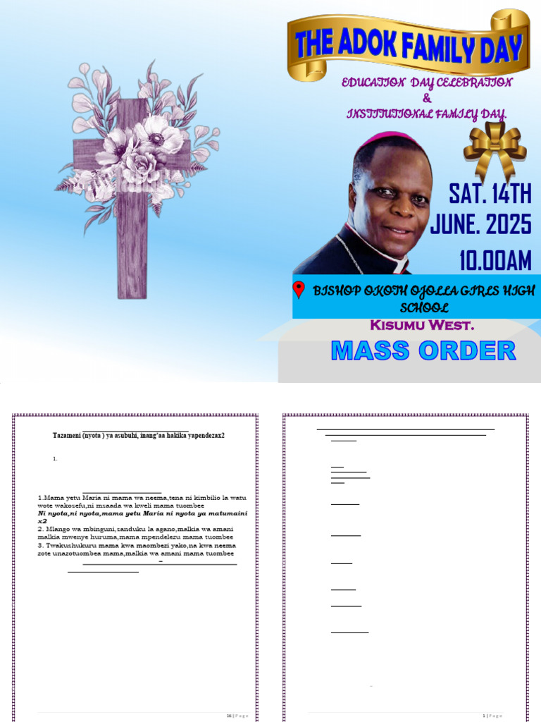 Adok Family Day Mass Order | PDF