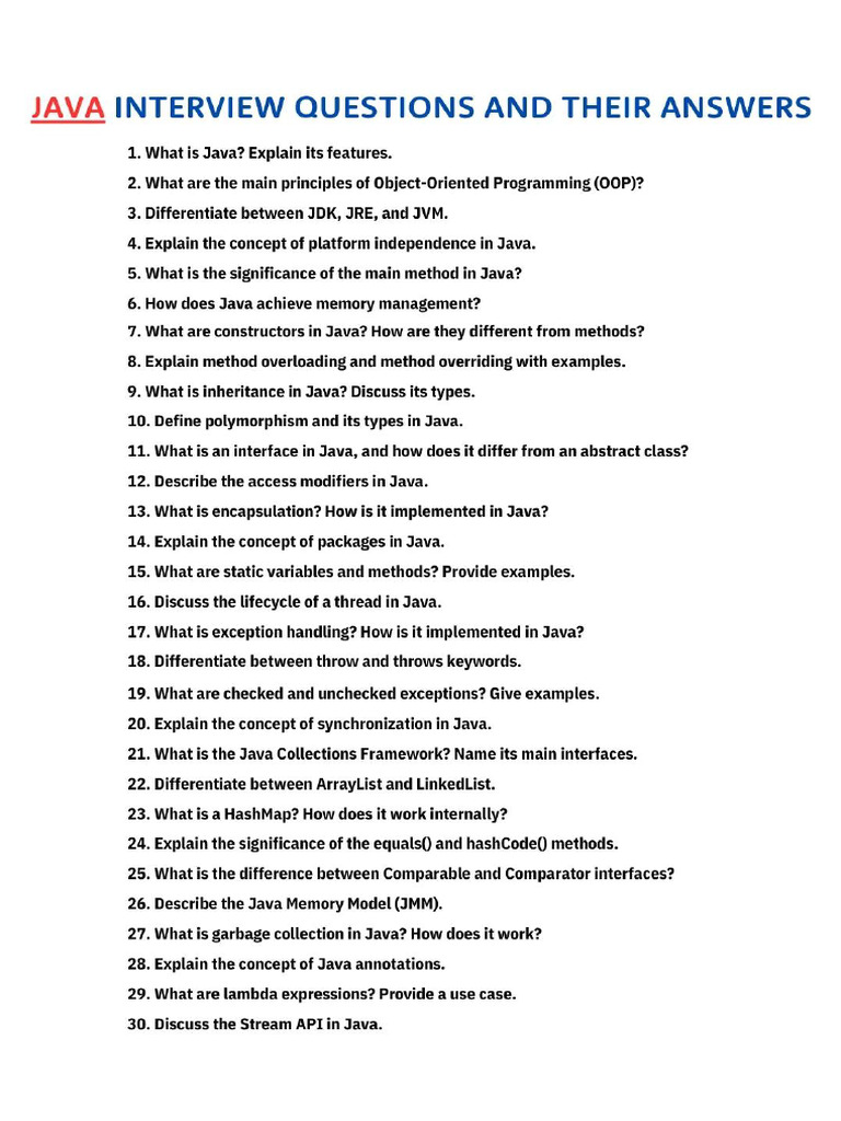 Java Interview Questions & Answers 2025 | PDF