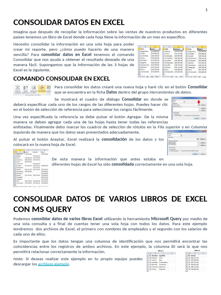 Consolidar Datos en Excel | PDF | Microsoft Excel | Bases de datos