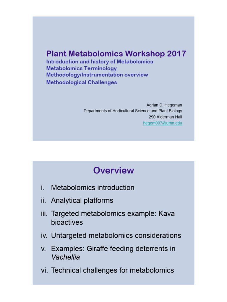 LEC1 - Introduction To Metabolomics PDF | PDF | Metabolomics | Gas Chromatography–Mass Spectrometry