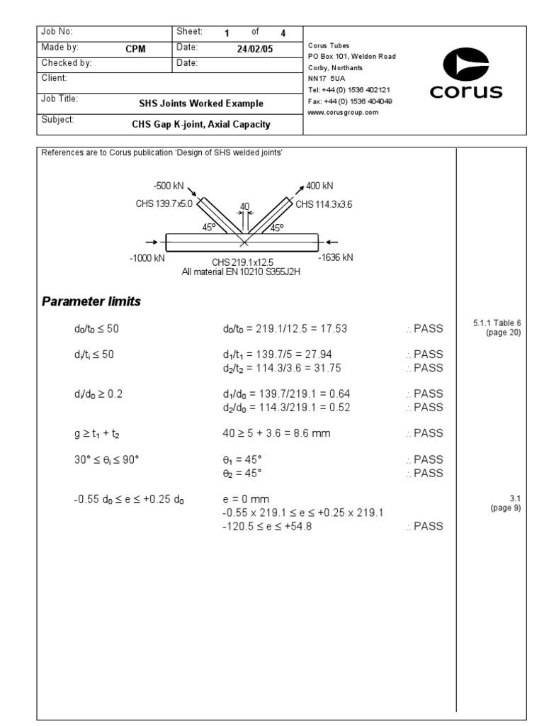 (Corus) SHS Joint Worked Examples | PDF