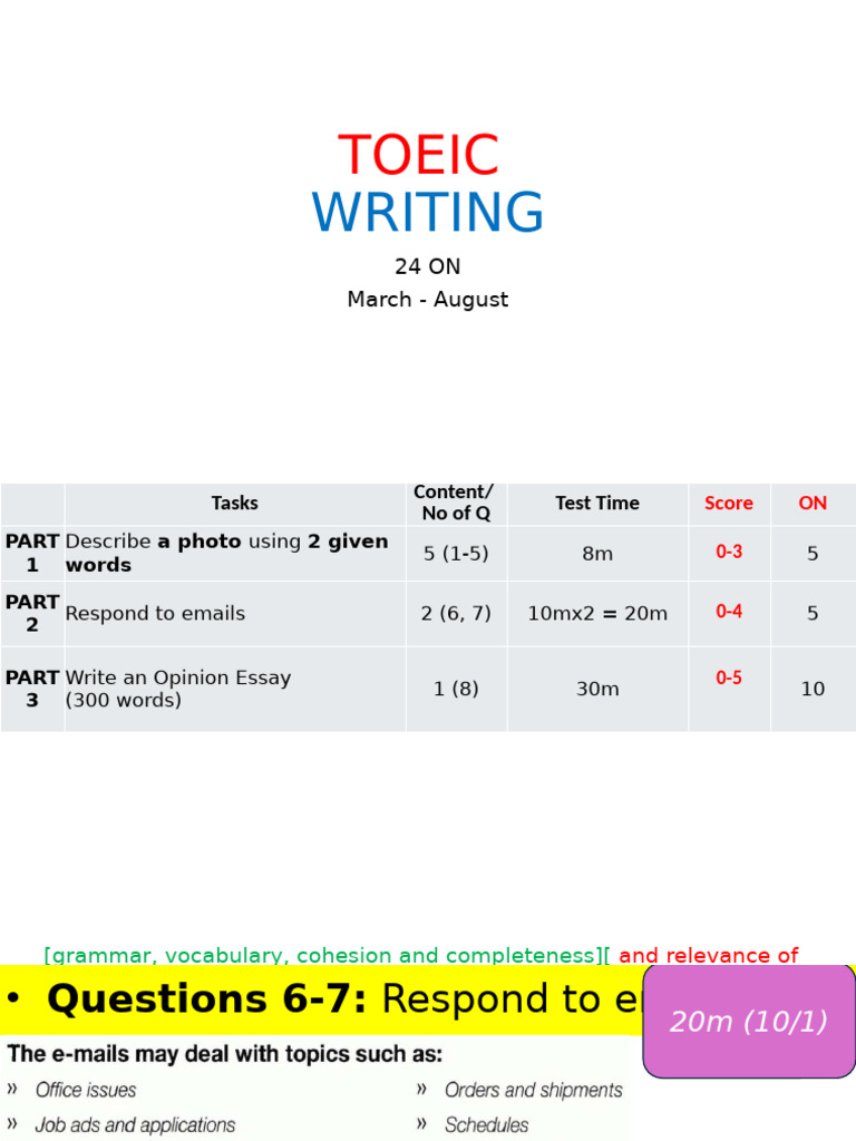 Toeic Writing 2 | PDF