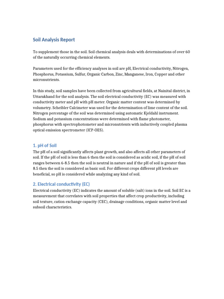 Soil Analysis Report for Nainital District | PDF