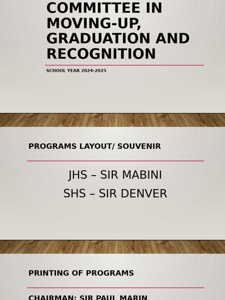 Committee in Moving-up, Graduation and RECOGNITION | PDF