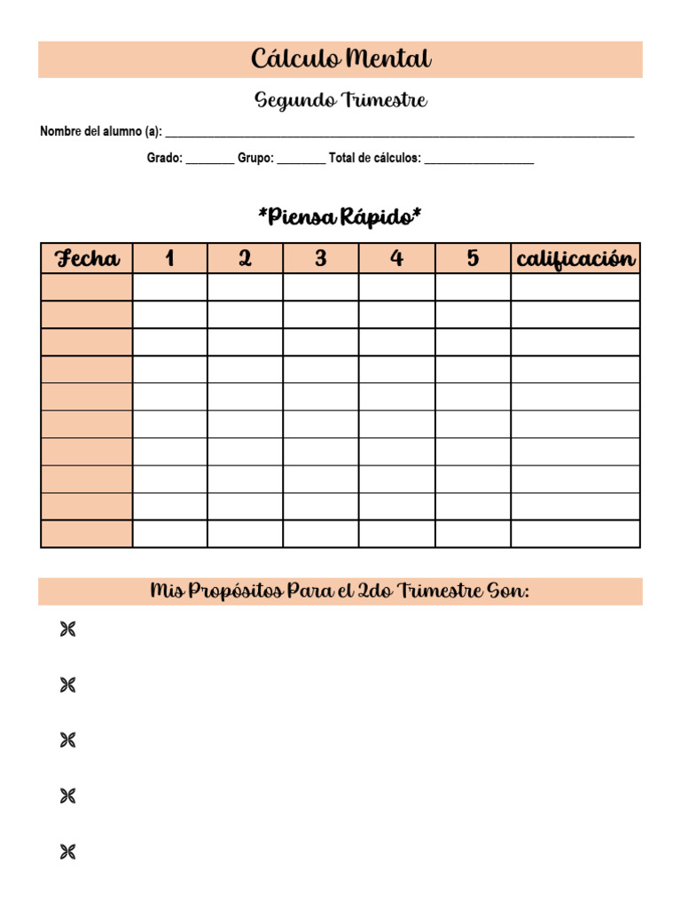 Cálculo Mental 2do Trim | PDF