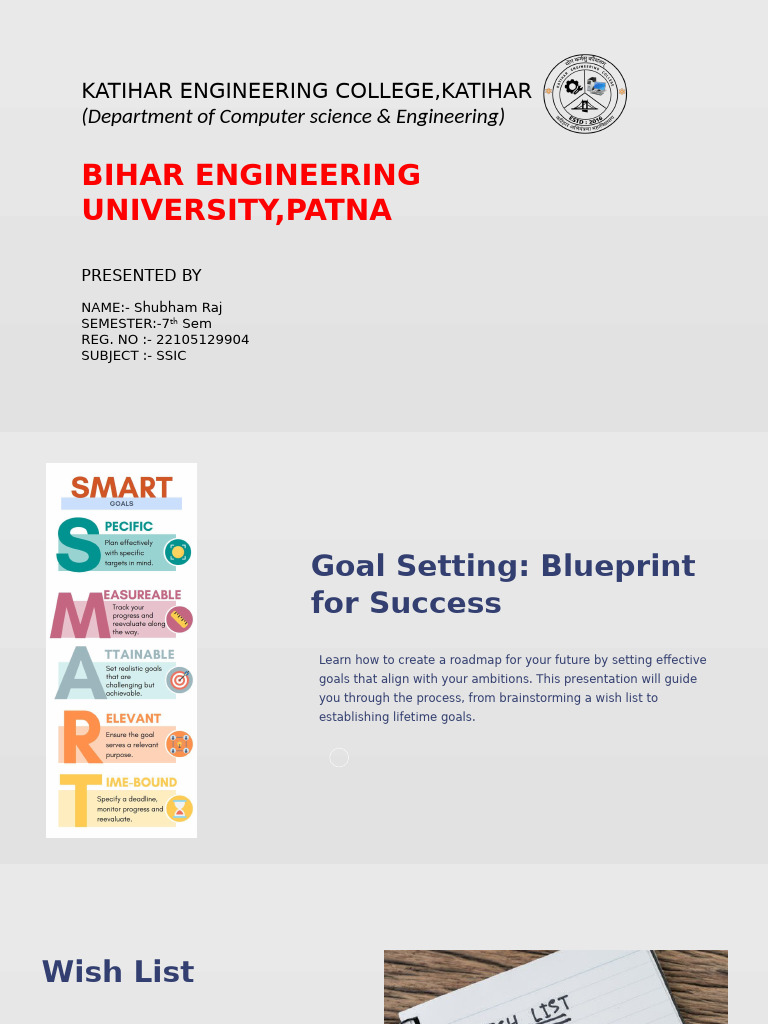 Presentation of GOAL, BLUEPRINT | PDF | Goal | Goal Setting