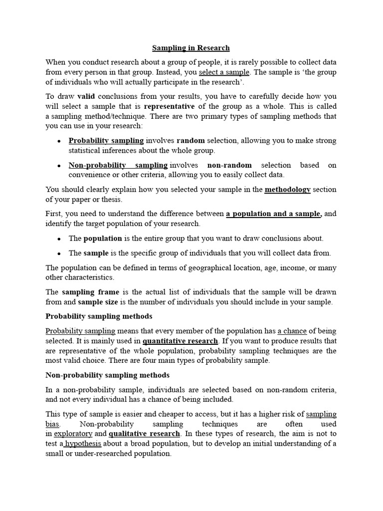 Sampling in Research | PDF