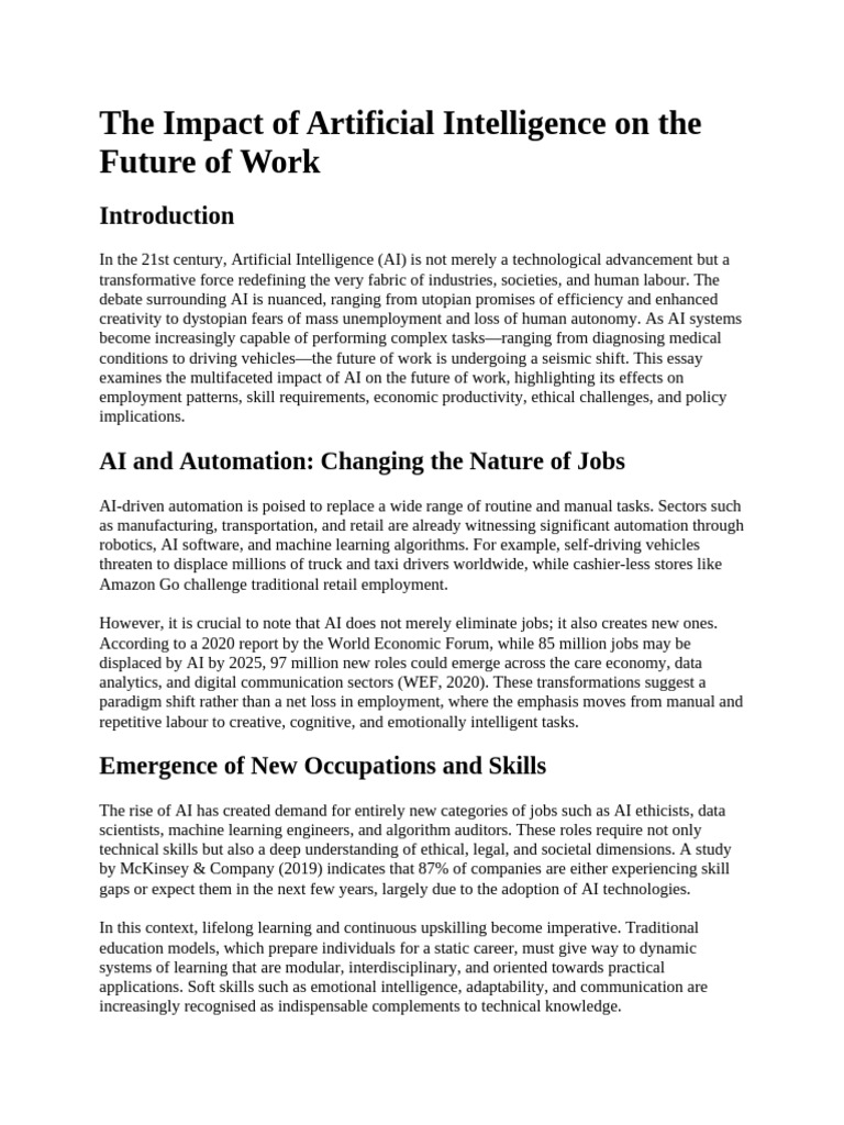 AI's Transformative Impact on Work | PDF | Artificial Intelligence ...