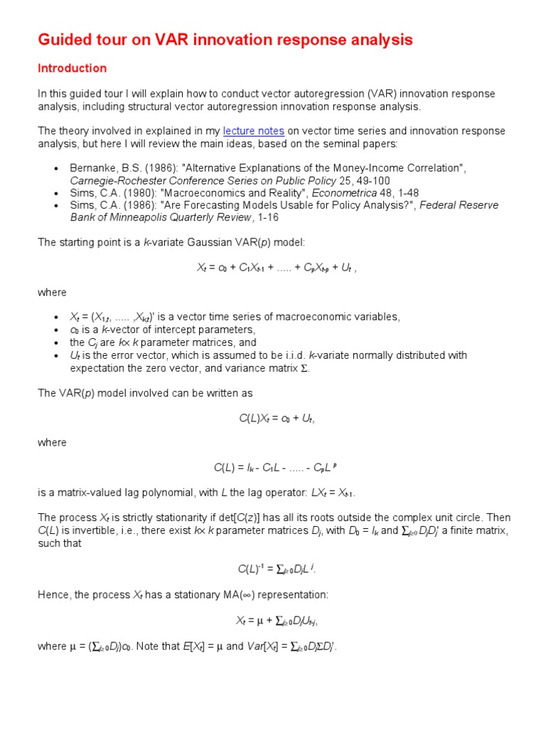 Guided Tour On VAR Innovation Response Analysis | PDF | Vector Autoregression | Ordinary Least ...