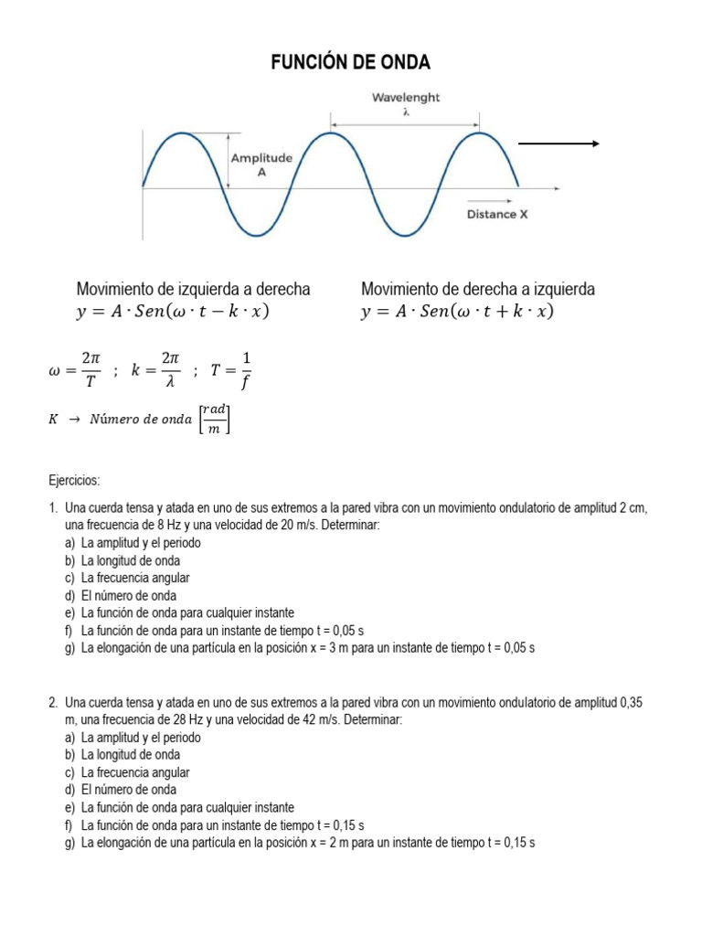 Funciones de Onda y Ejercicios Prácticos | PDF | Olas | Frecuencia