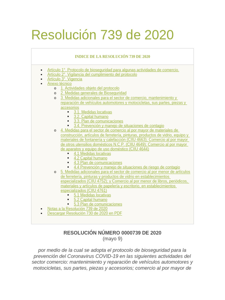Resolución 739 de 2020 | PDF | Gestión de recursos humanos | Lavado de ...