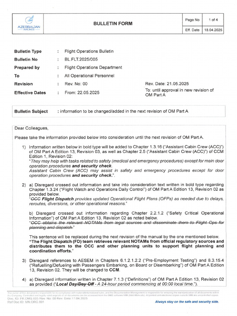 BL - flt.2025 005 Information To Be Changed Addes in The Next Revision ...