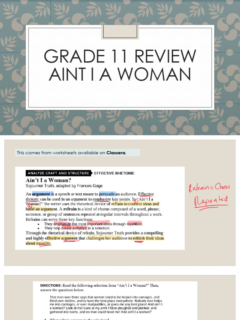 G11 - Week16 - Aint I A Woman-Material Review | PDF