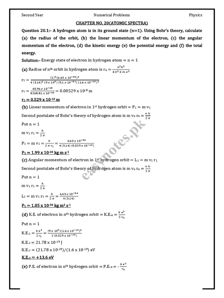 2nd Year Physics Chapter 20 Solved Numericals Notes | PDF | Electron ...