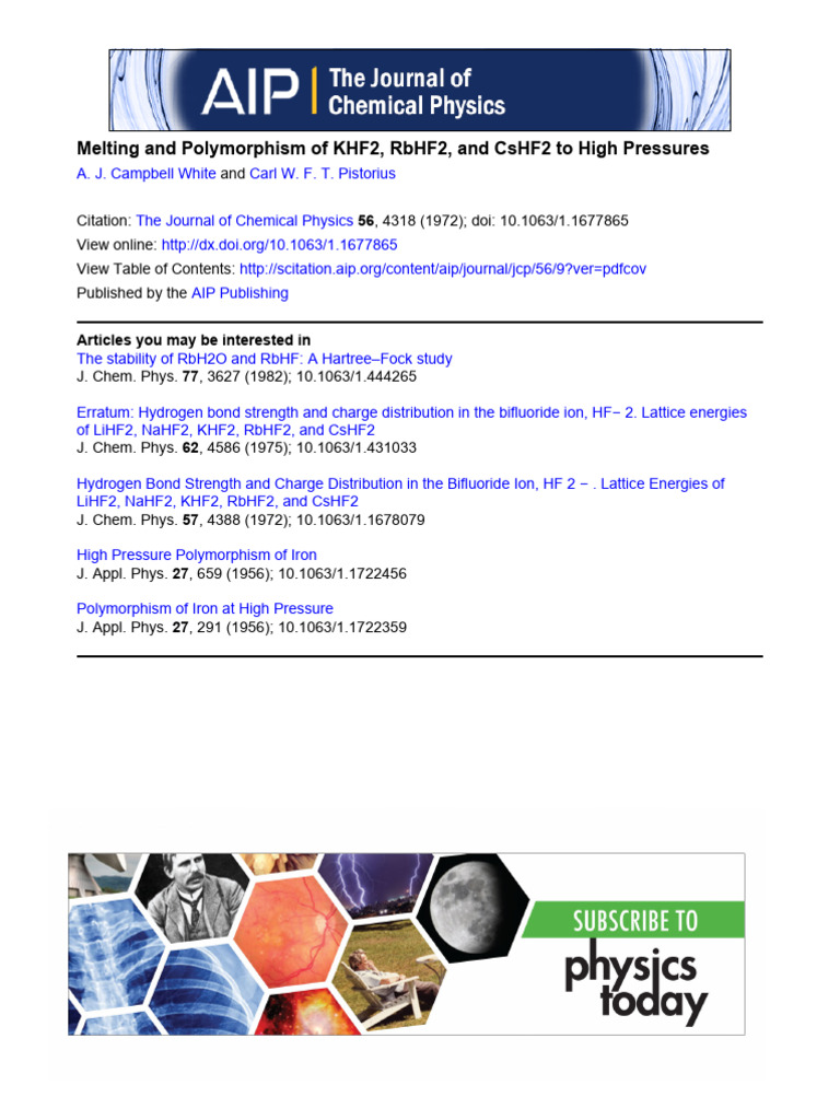 High-Pressure Melting of KHF2, RbHF2, CsHF2 | PDF | Phase (Matter ...