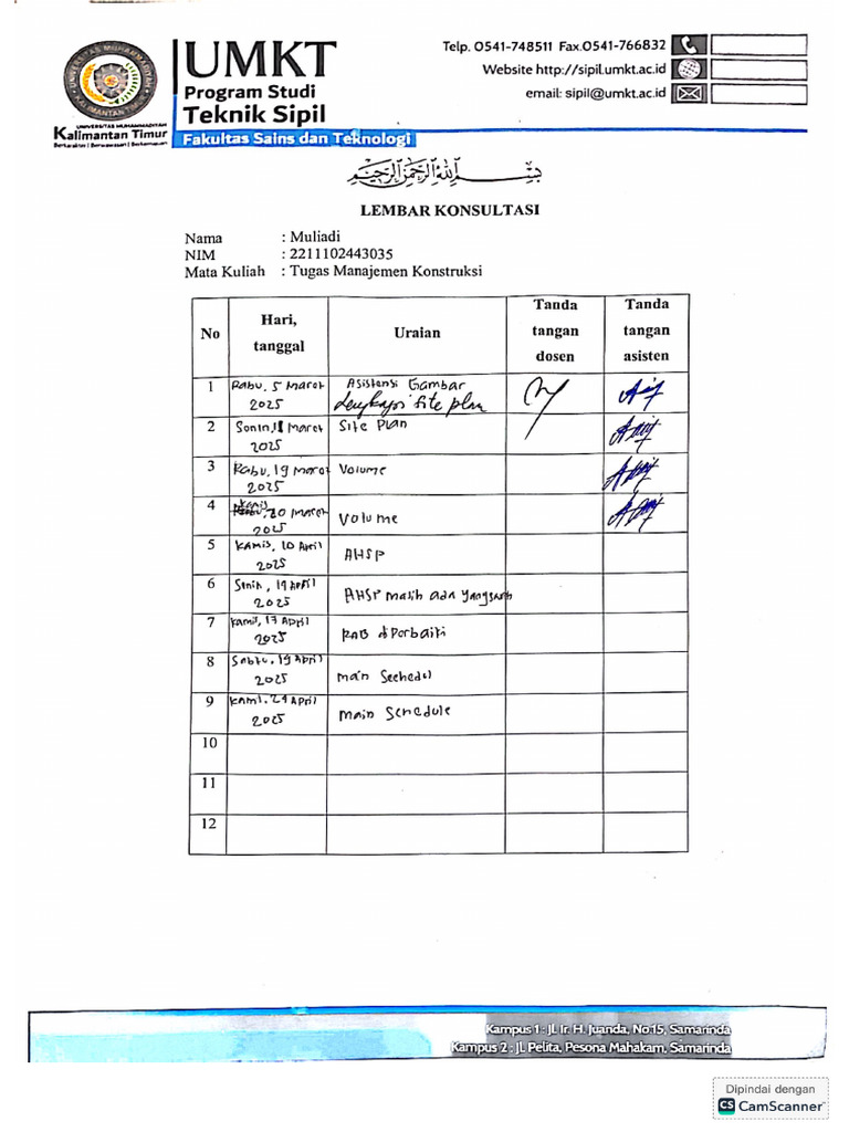 Lembar Konsultasi Muliadi | PDF