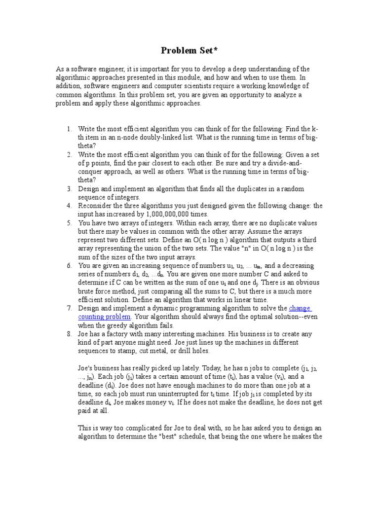 Google University - Problem Set Exploring Algorithms | PDF | Theoretical Computer Science ...