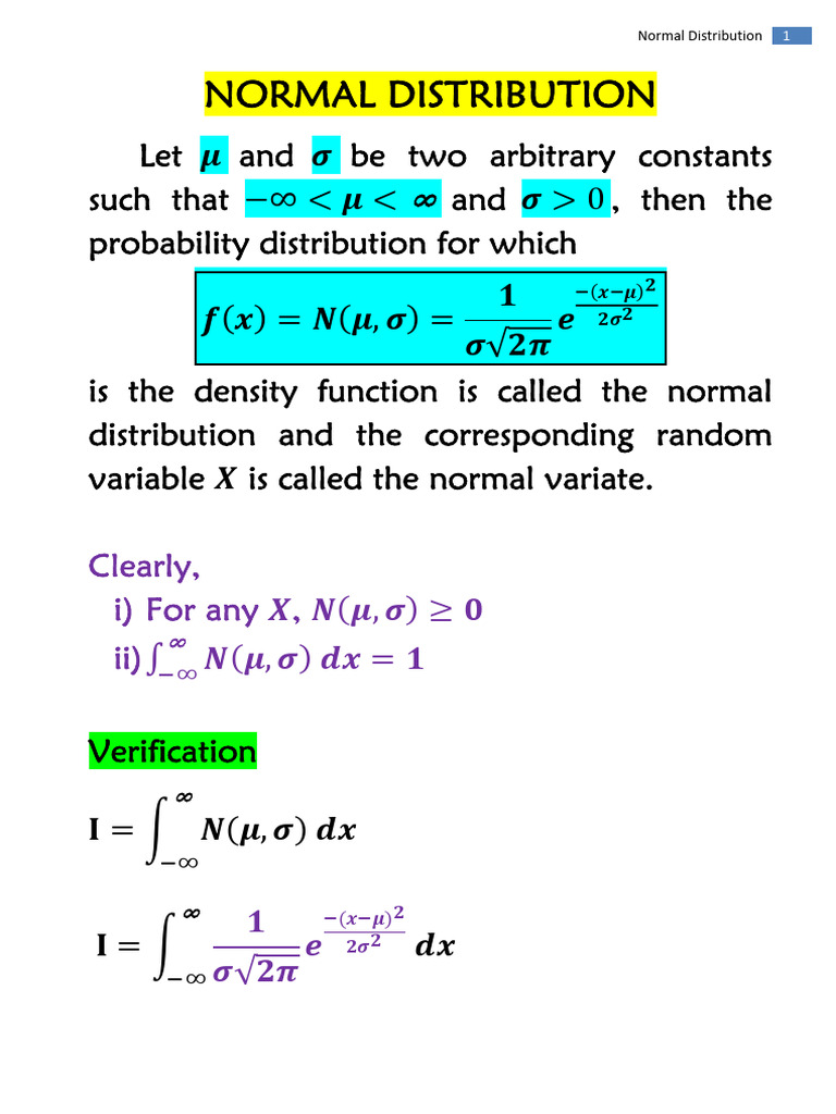 Normal Distribtion - Part - 01 | PDF | Normal Distribution ...